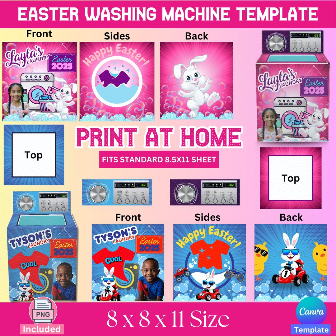 Kids Easter Washing Machine Template Bundle, Easter Basket, Birthday ...