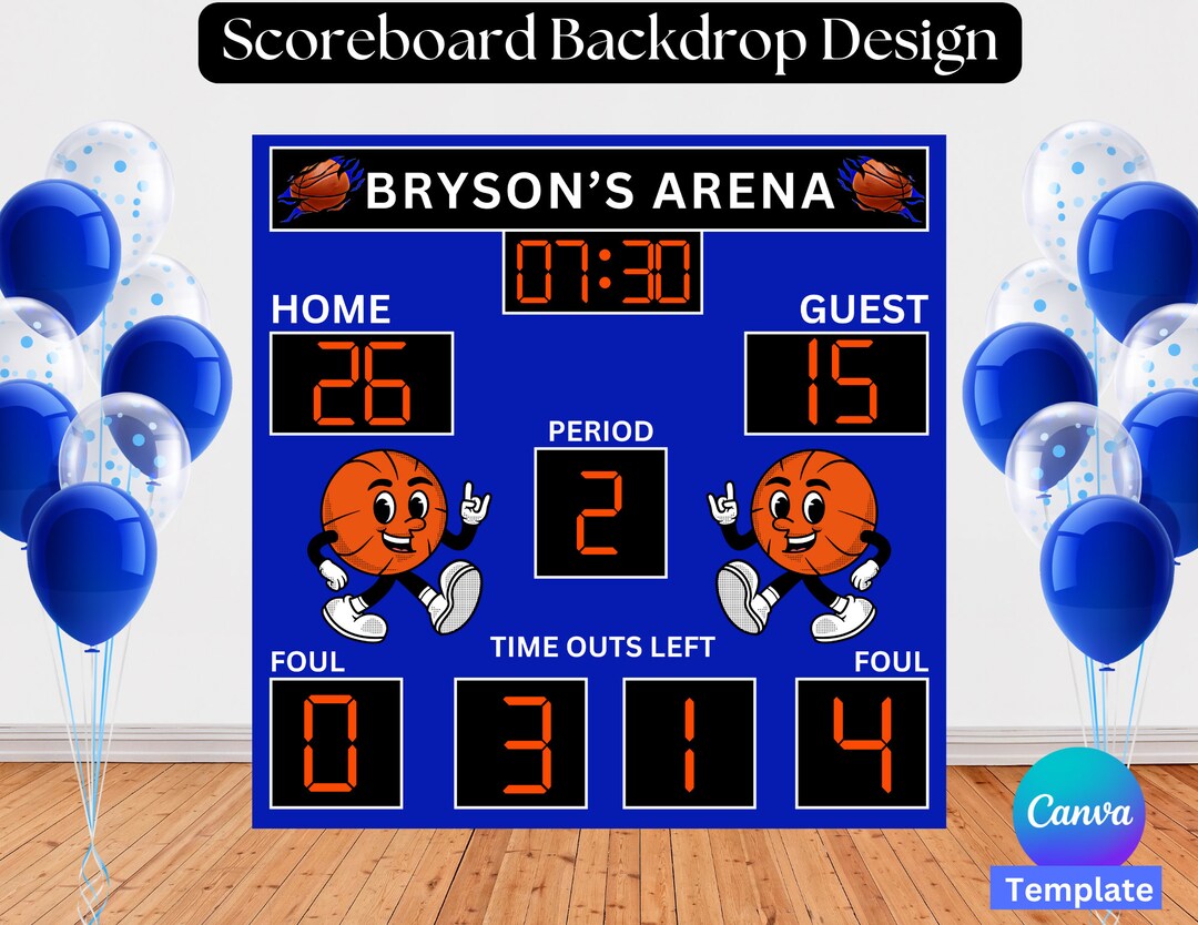 Basketball Scoreboard Backdrop Template, Kids Backdrop, Sports Backdrop ...