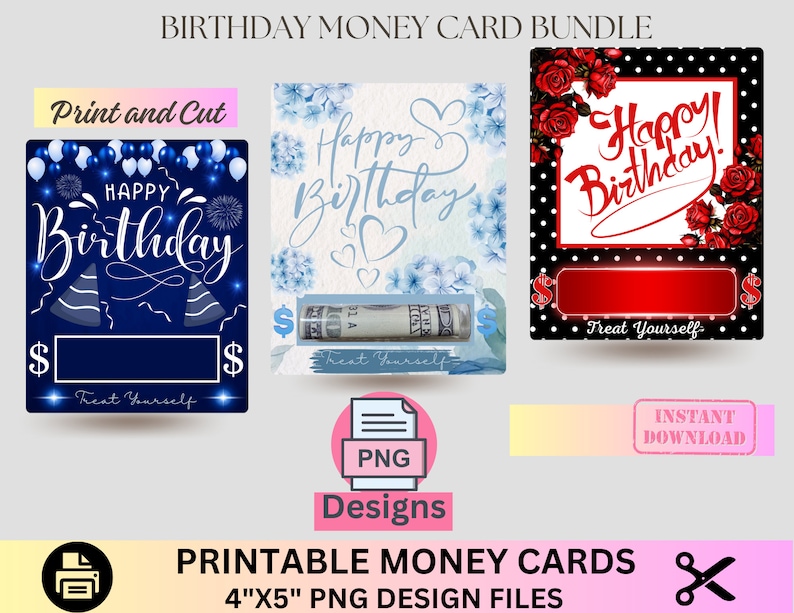 Birthday Money Holder Bundle, PNG File, Birthday Money Card , Money ...