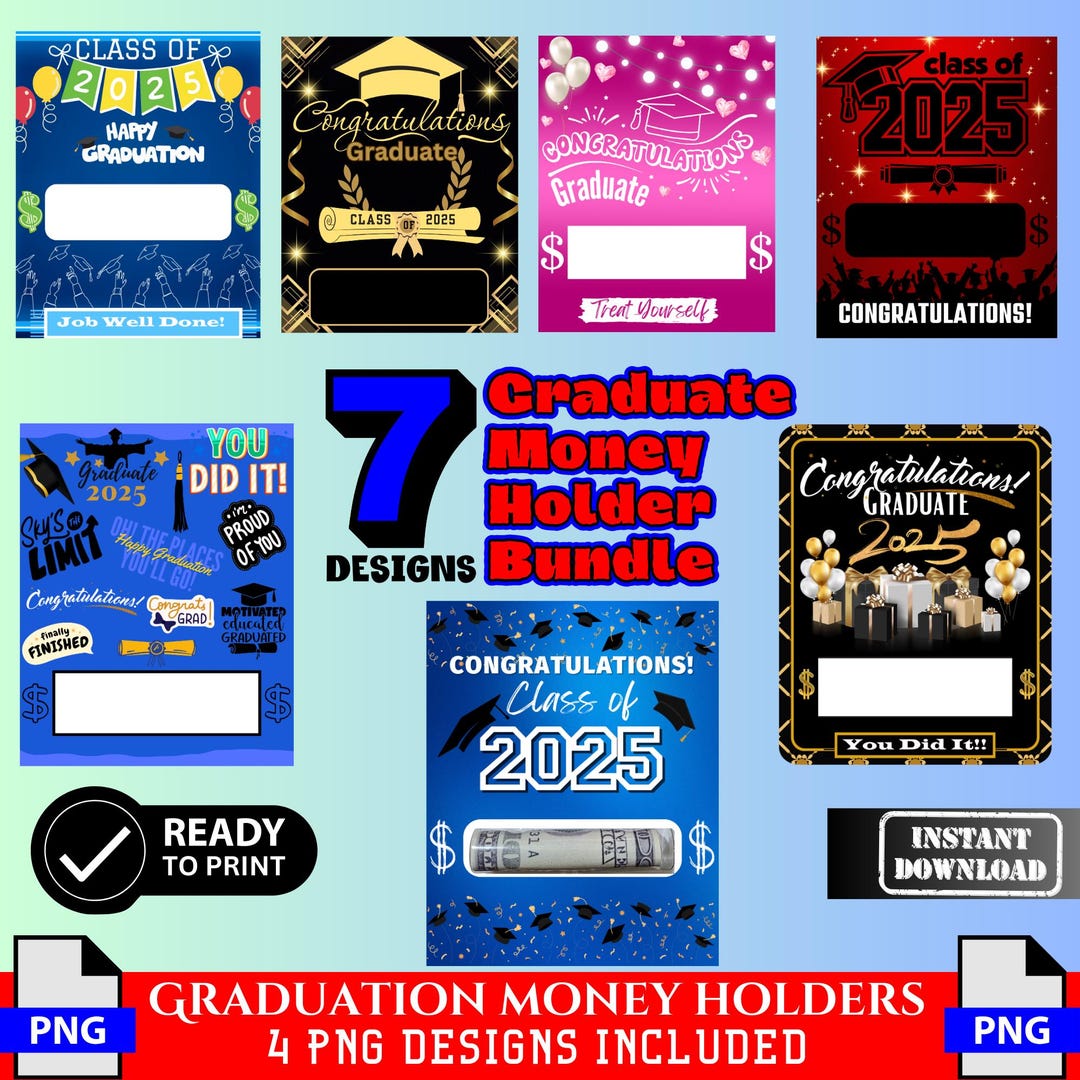 Graduation Money Card Png Bundle, Graduation Card, Money Card Template ...