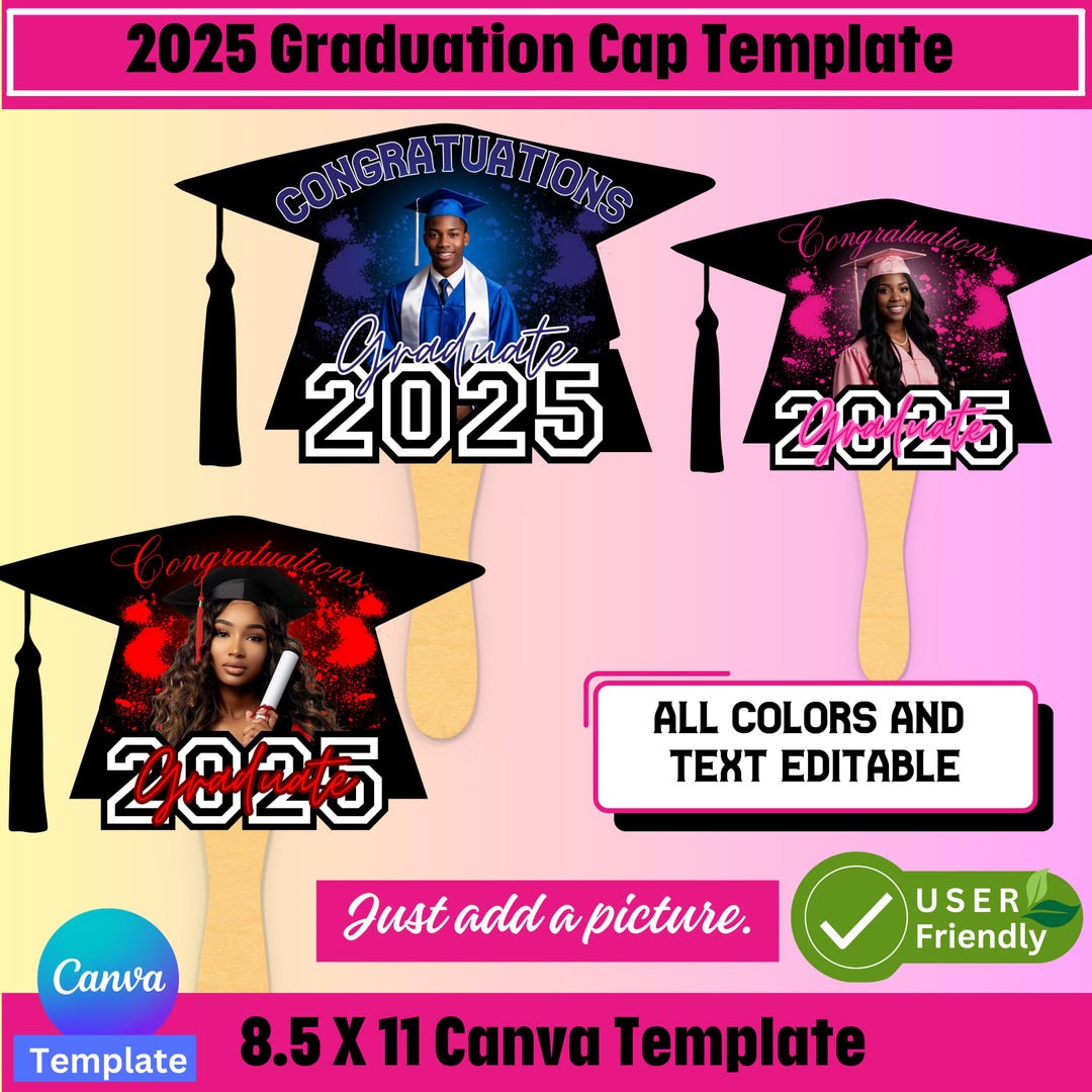 Graduation Cap Template, Graduation Design, Fan Template, Party Flyer ...