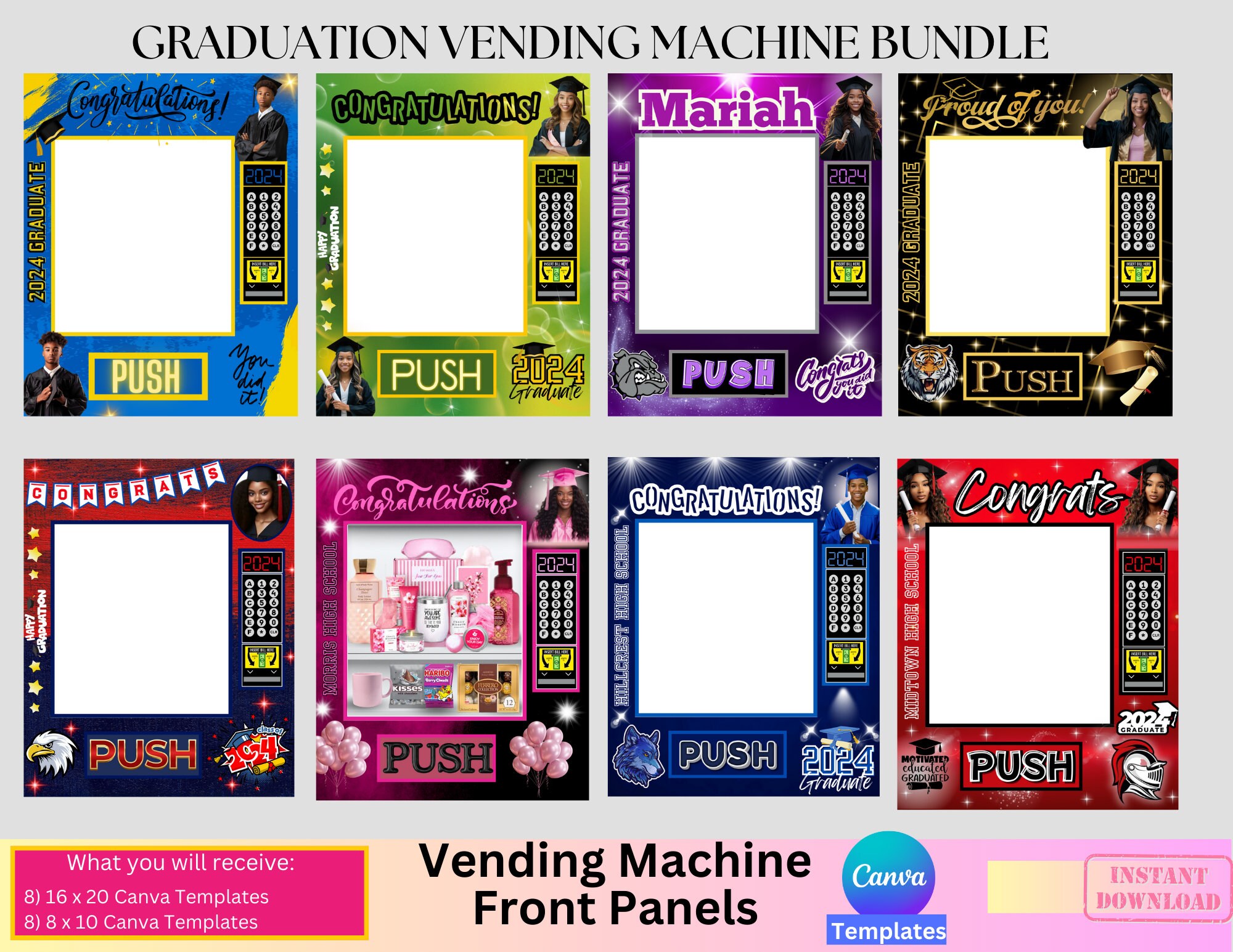 Graduation Vending Machine Template Bundle, Vending Machine, Front ...