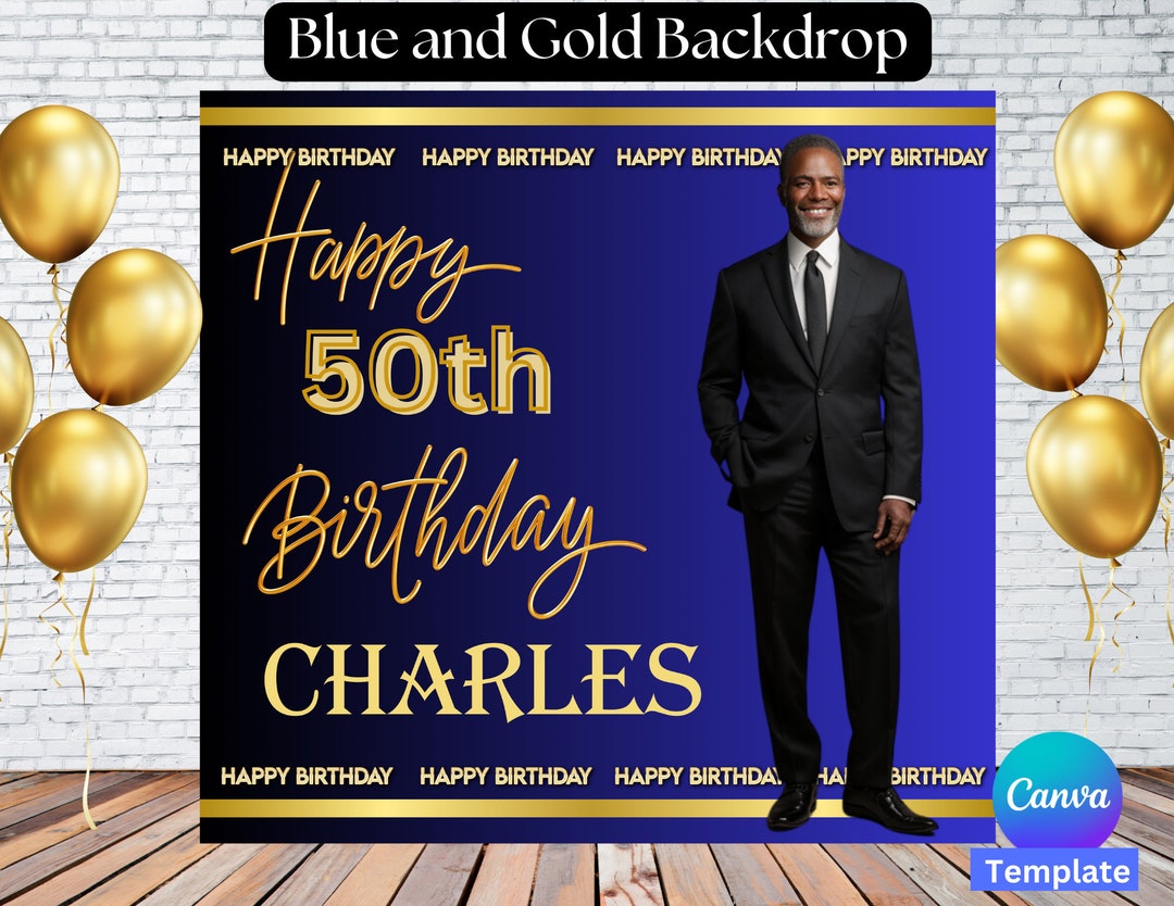 Elegant Backdrop Template, Blue Backdrop, Birthday Backdrop, Party ...