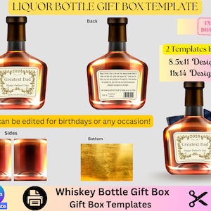 Liquor Bottle Gift Box Template, Father's Day Gift, Whiskey Bottle ...
