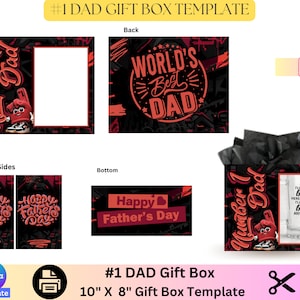 Number 1 Dad Gift Box Template, Personalized Gift Box, Canva Template ...