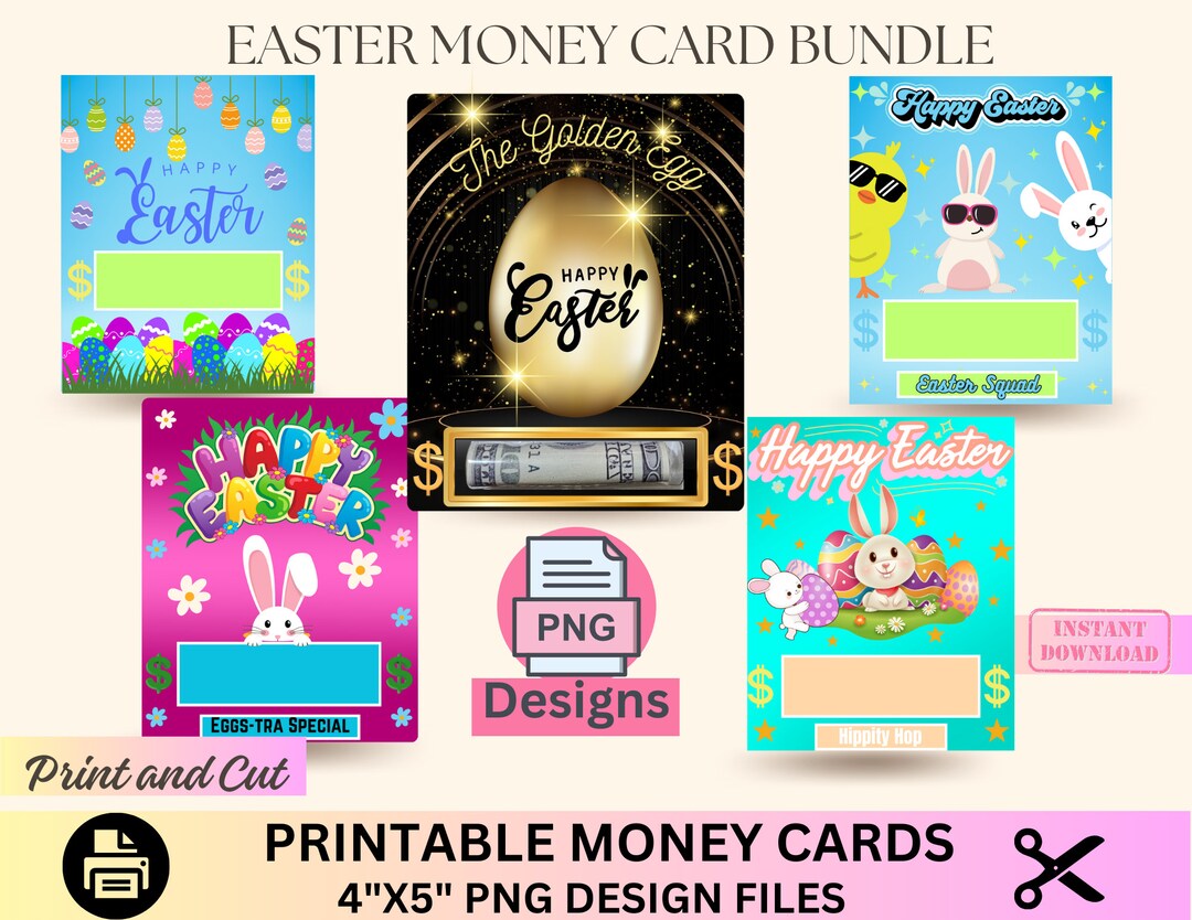 Easter Money Card PNG Bundle, Money Card Holder Png, Money Card Design ...