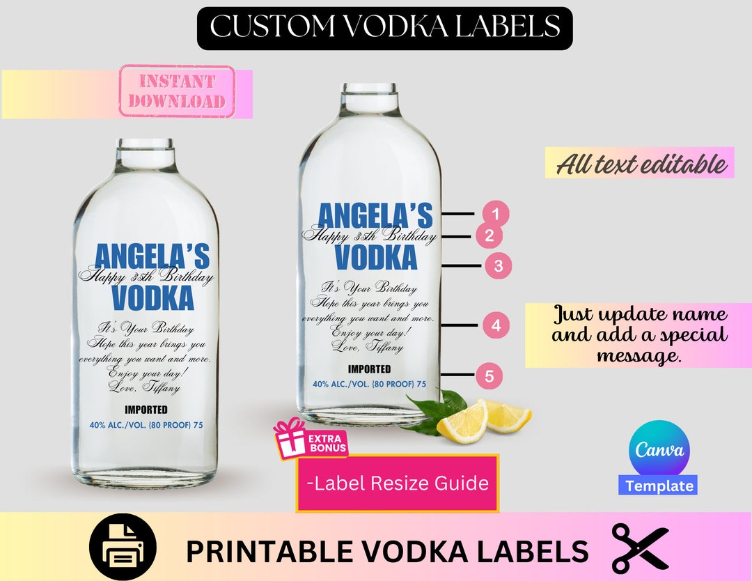 Custom Absolut Label, Personalized Liquor Bottle, Bottle Label, Vodka ...