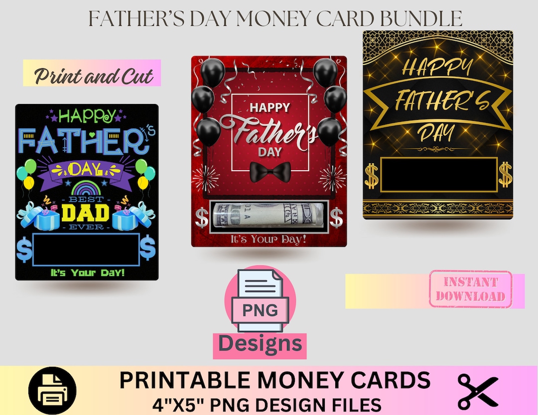 Father's Day Money Holder Bundle, Dad Gift, Father's Day Card, PNG ...