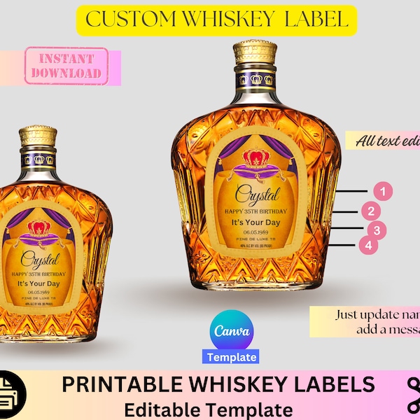 Personalized Whiskey Labels Template - Etsy