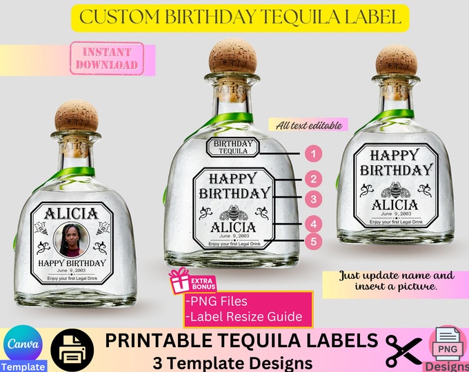 PRINTABLE Patron Label 1.75L, Custom Patron Label, Tequila Custom Label ...