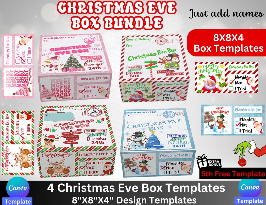 Christmas Eve Box Template, Christmas Gift Box, Grinchmas Eve Box ...