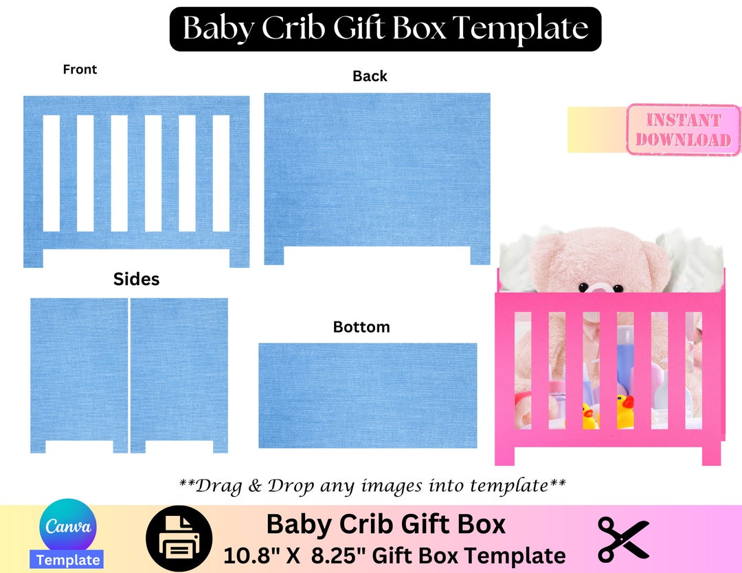 Baby Crib Gift Box Template, Baby Shower, Baby Gift, Newborn Gift ...