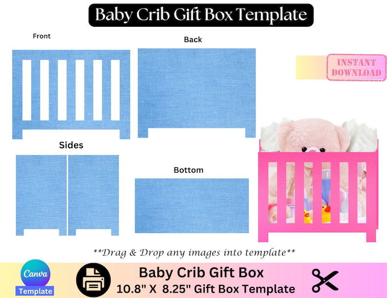 Baby Crib Gift Box Template, Baby Shower, Baby Gift, Newborn Gift ...