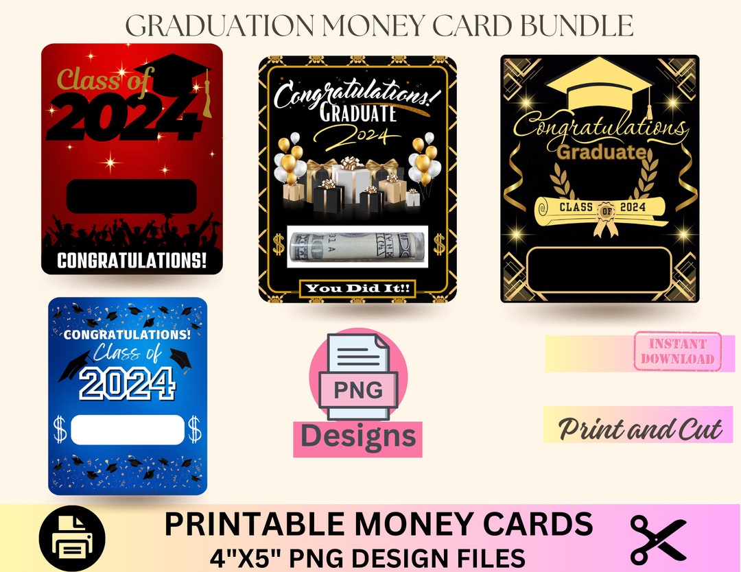 Graduation Money Card Png Bundle, Graduation Card, Money Card Template ...