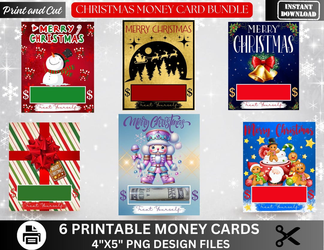 Christmas Money Card, PNG Design, 6 Christmas Money Card, Cash Gift ...