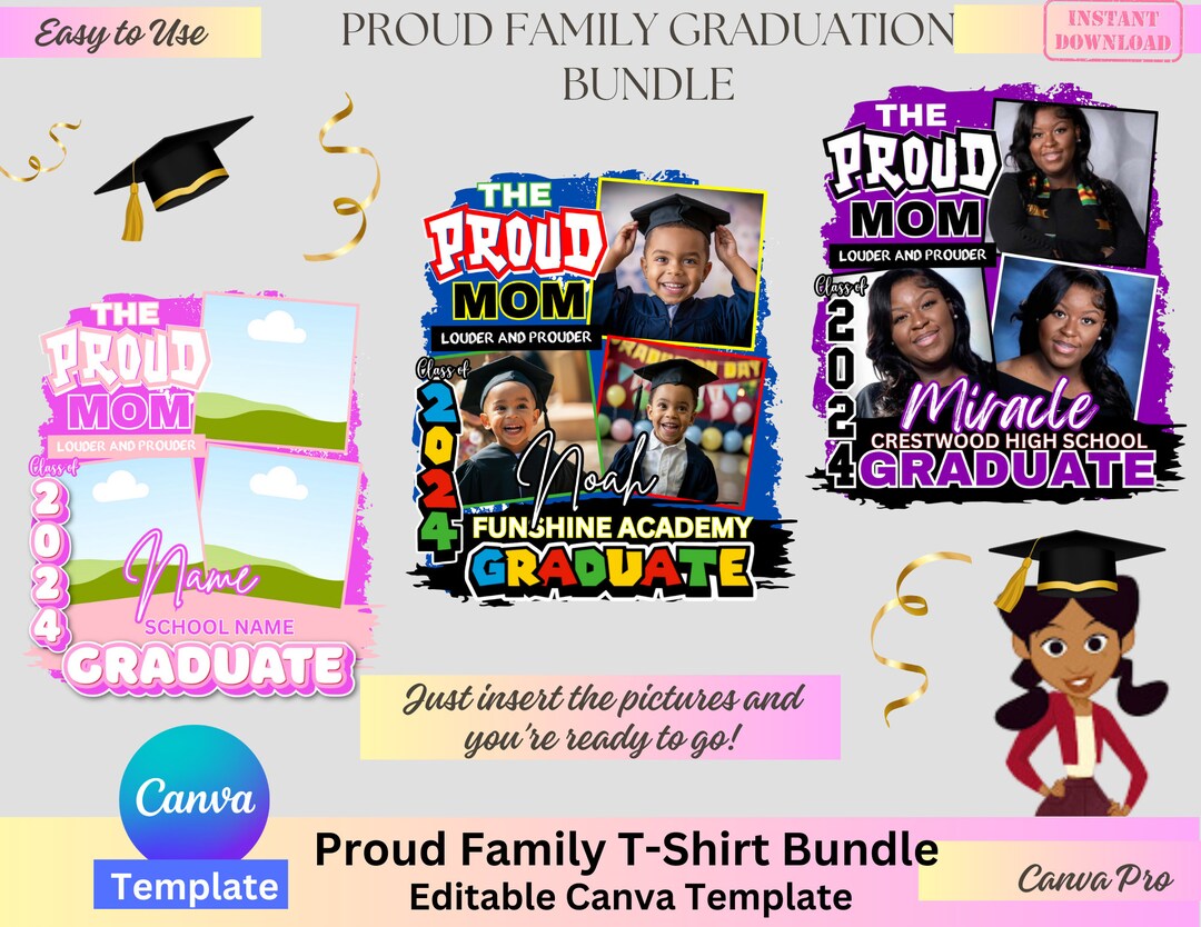Proud Family Graduation T-shirt Template Bundle, Graduation Shirt, Family Shirts, Canva Template ...