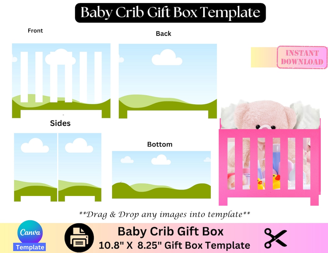 Baby Crib Gift Box Template, Baby Shower, Baby Gift, Newborn Gift ...