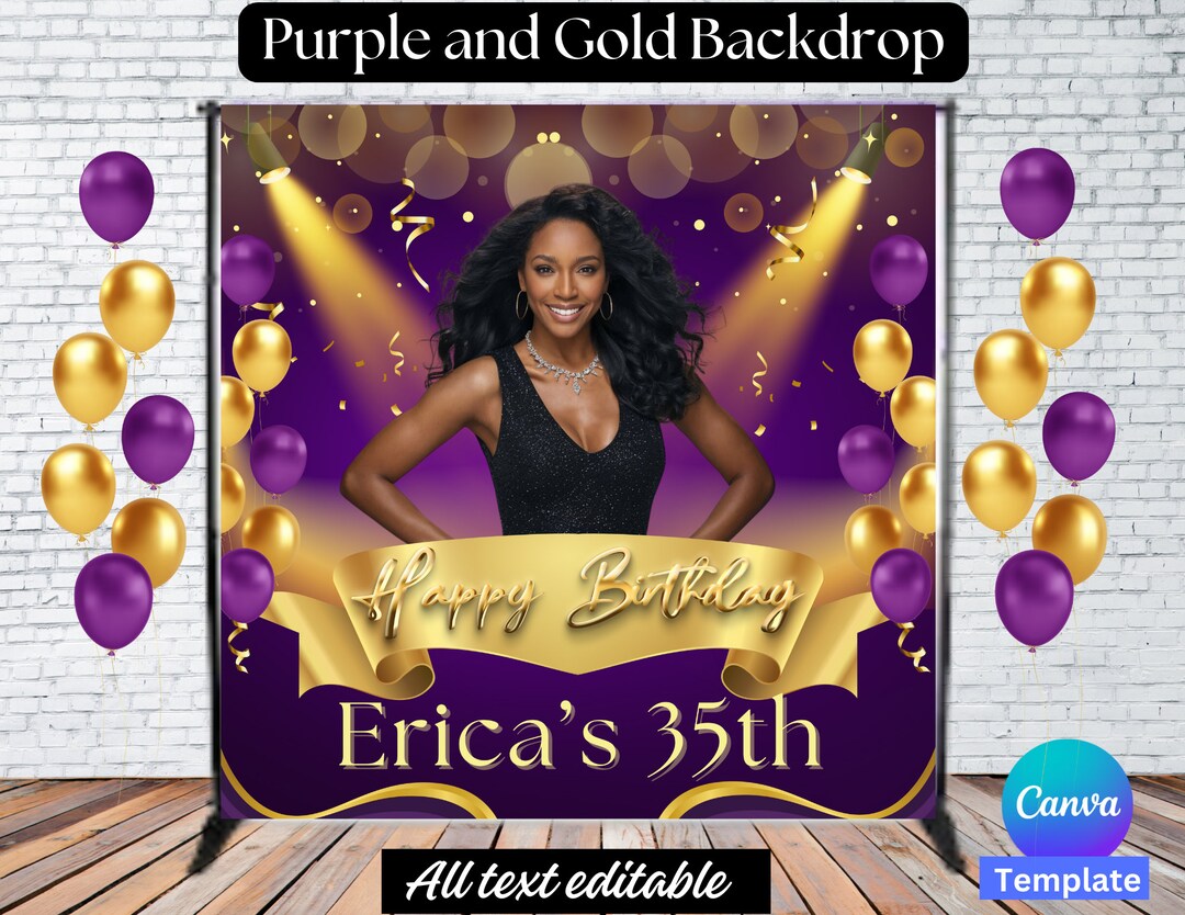 Elegant Backdrop Template, Purple Backdrop, Birthday Backdrop, Party ...