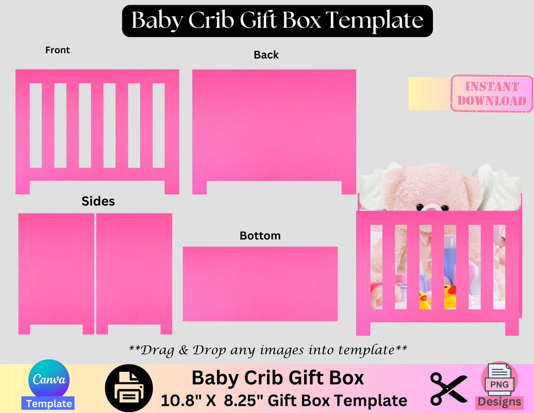 Baby Crib Gift Box Template, Baby Shower, Baby Gift, Newborn Gift ...