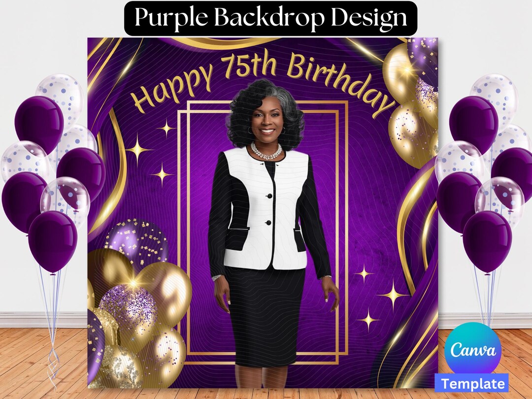 Elegant Backdrop Template, Purple Backdrop, Birthday Backdrop, Party ...