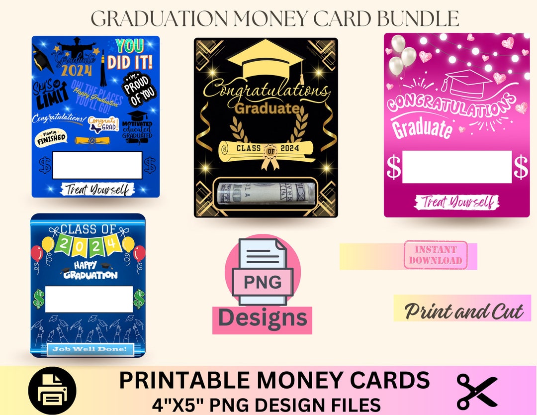 Graduation Money Card Png Bundle, Graduation Card, Money Card Template ...