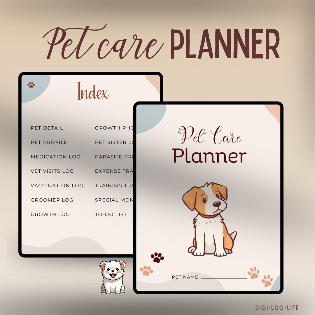Pet Care Planner | Pet Planner | Digital Planners | Pet Organizer | Dog ...