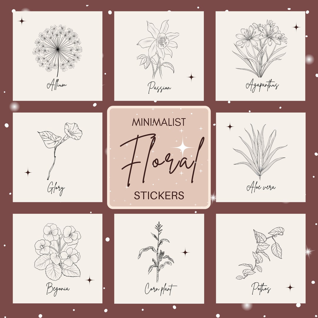 Minimalist Floral Stickers | Flowers Stickers | Goodnotes Stickers ...