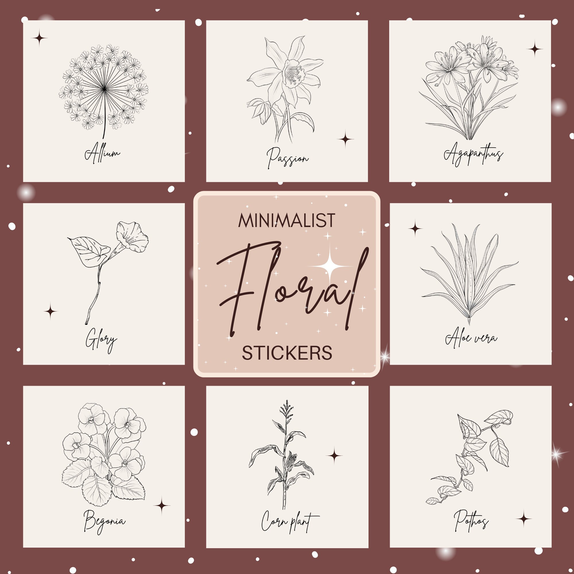 Minimalist Floral Stickers | Flowers Stickers | Goodnotes Stickers ...