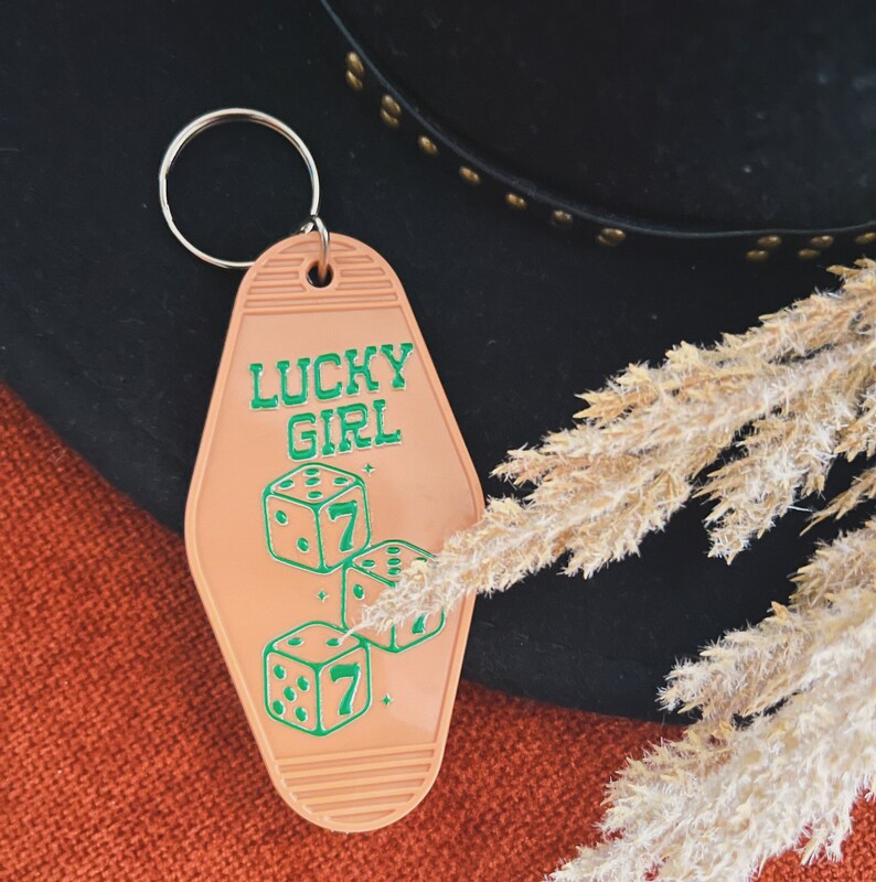 Lucky Girl Motel Keychain, Dice Motel Keychain, Lucky Sevens, Vintage ...