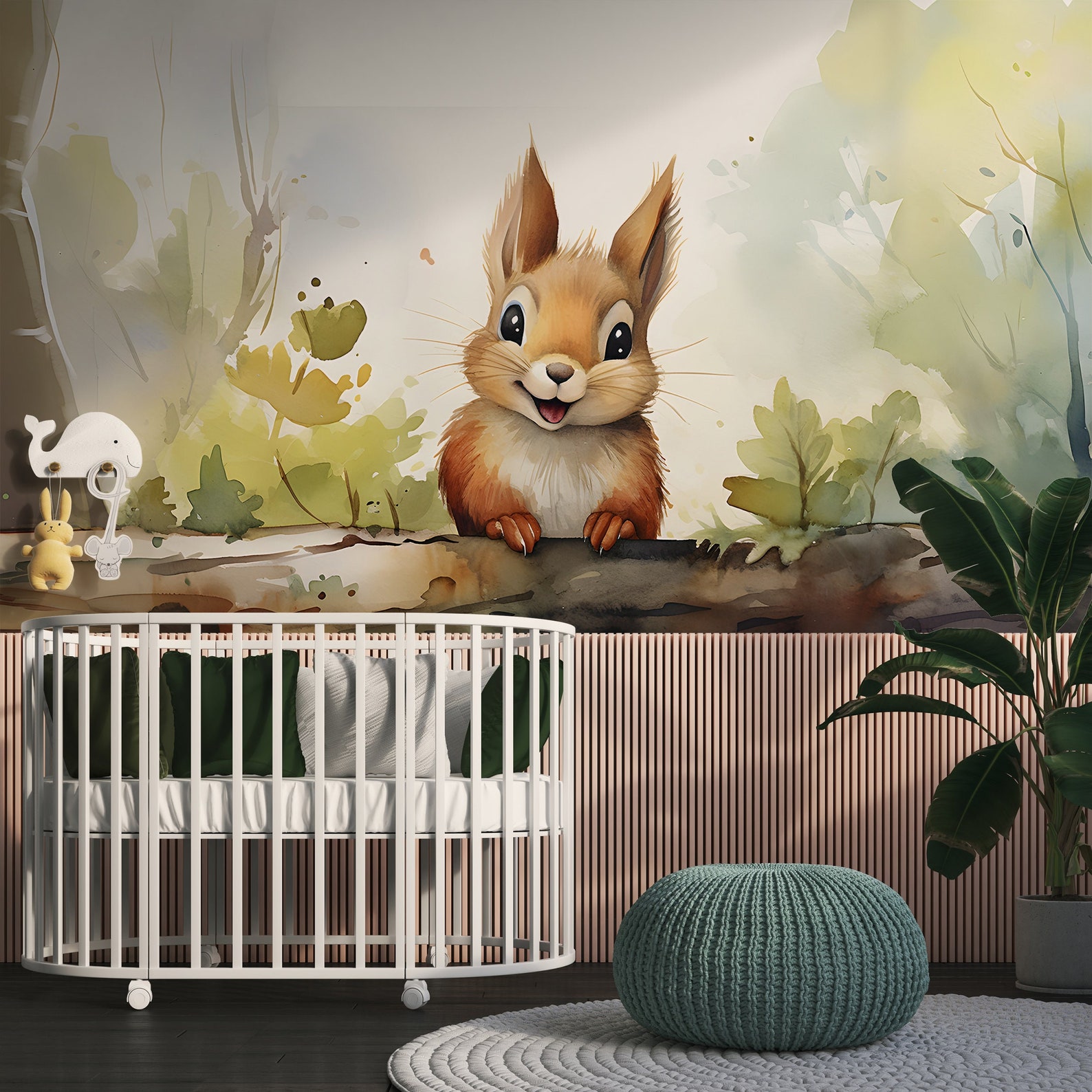 Squirrel Wall Mural Cute Woodland Animal Wallpaper - Etsy
