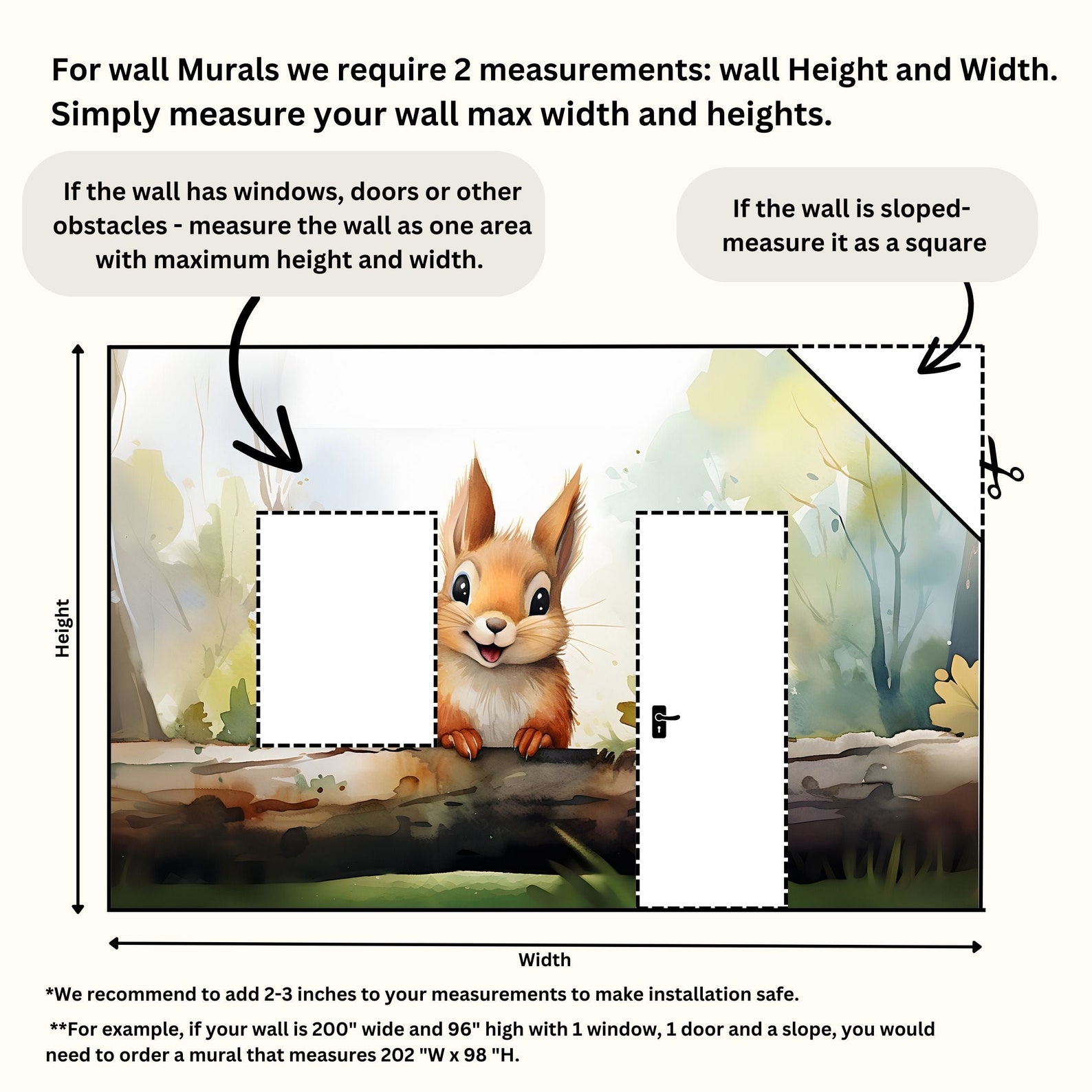 Squirrel Wall Mural Cute Woodland Animal Wallpaper - Etsy