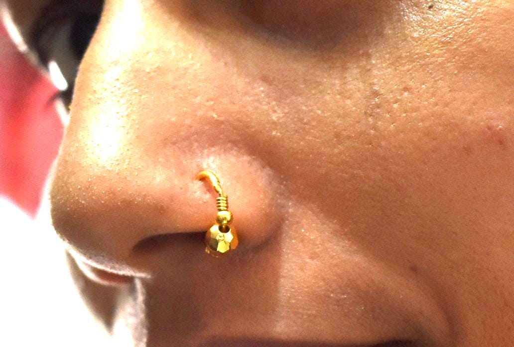 18K Gold Plated Nose Ring Jaipuri Nose Ring Designer Nose Ring Fashion Nose Ring