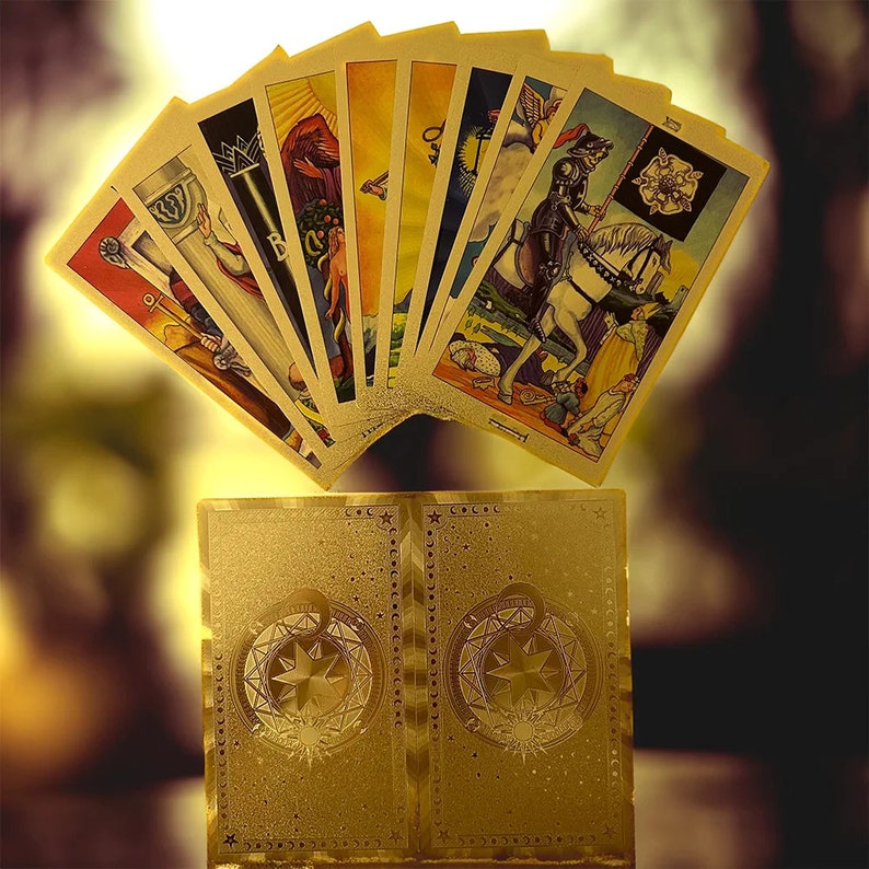 Golden Tarot Card Deck Golden Tarot Cards Tarot Deck With - Etsy