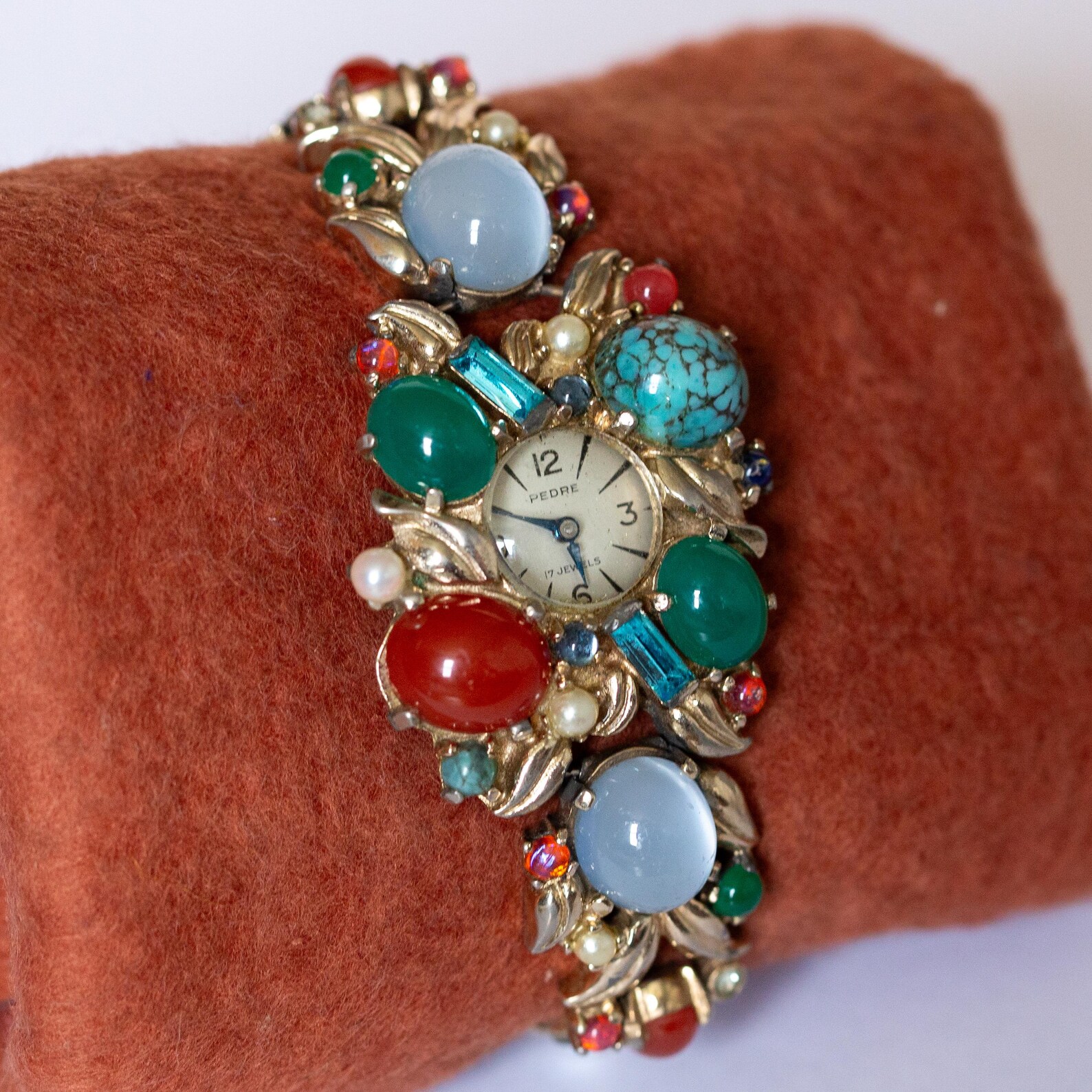 Gemstone Watch Vintage PEDRE Silver Tone, Carnelian, Turquoise ...