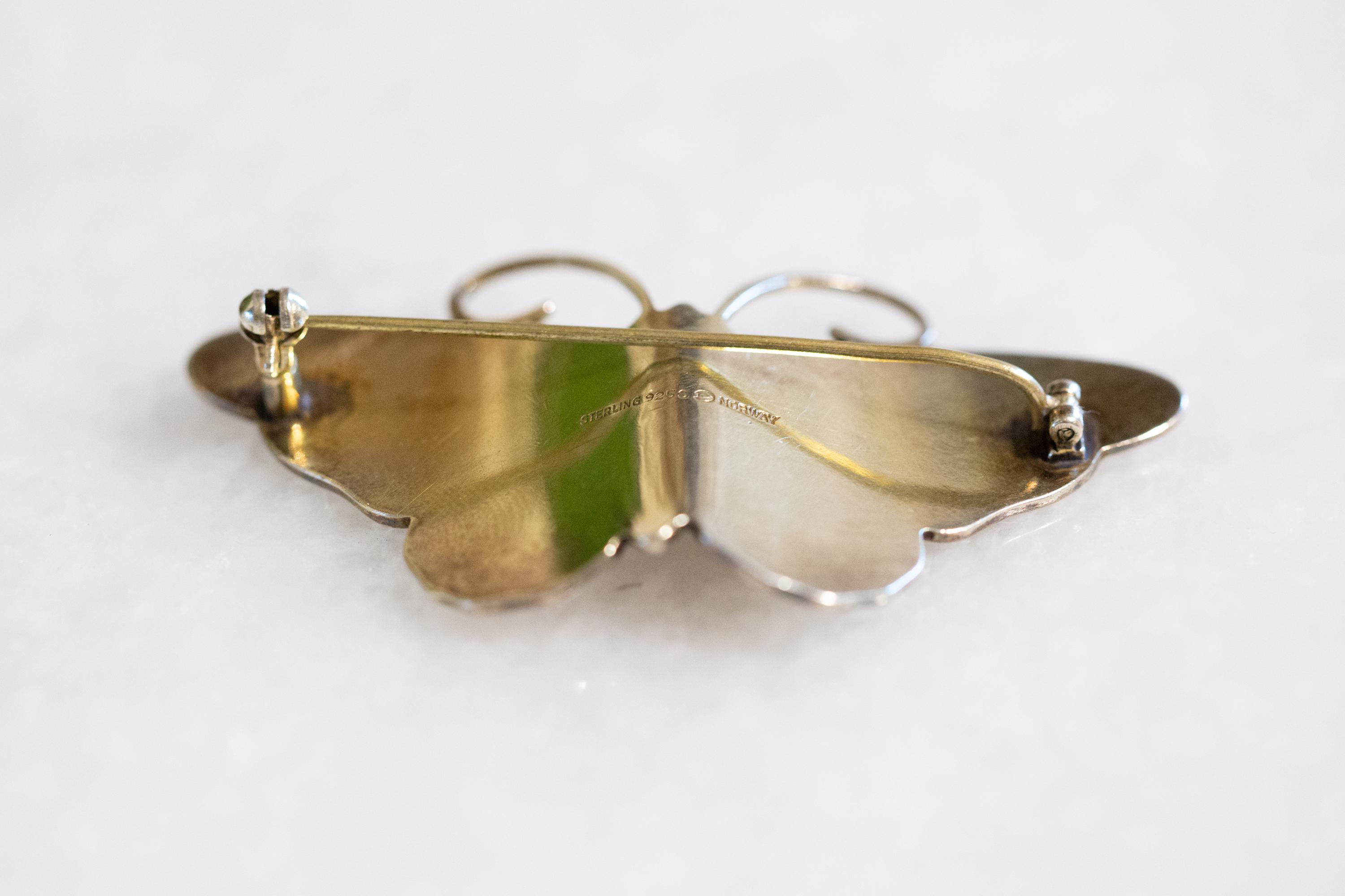 Silver Butterfly Hroar Prydz Brooch Large 2.5” Sterling & Enamel ...