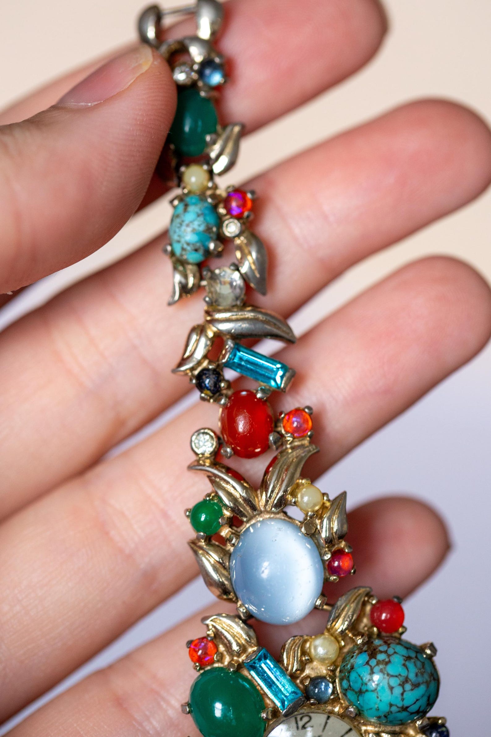 Gemstone Watch Vintage PEDRE Silver Tone, Carnelian, Turquoise ...