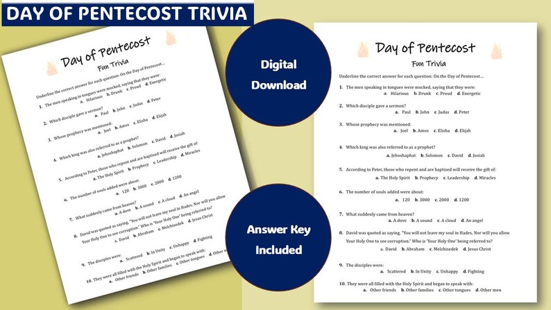 Day of Pentecost Trivia | Printable Bible Games - Etsy