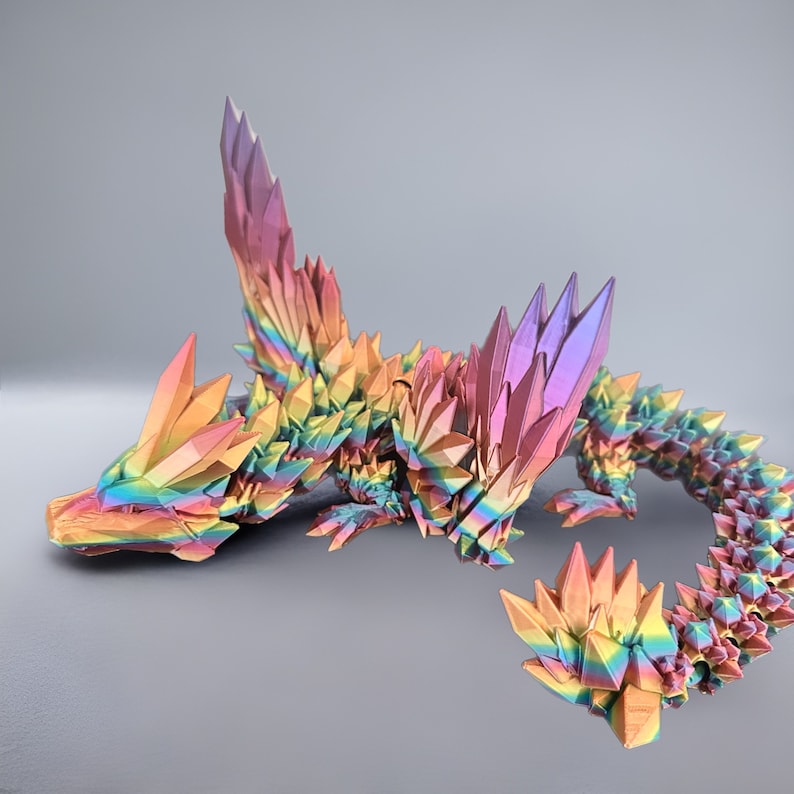 3D Printed Articulated Crystal Winged Dragon - Etsy