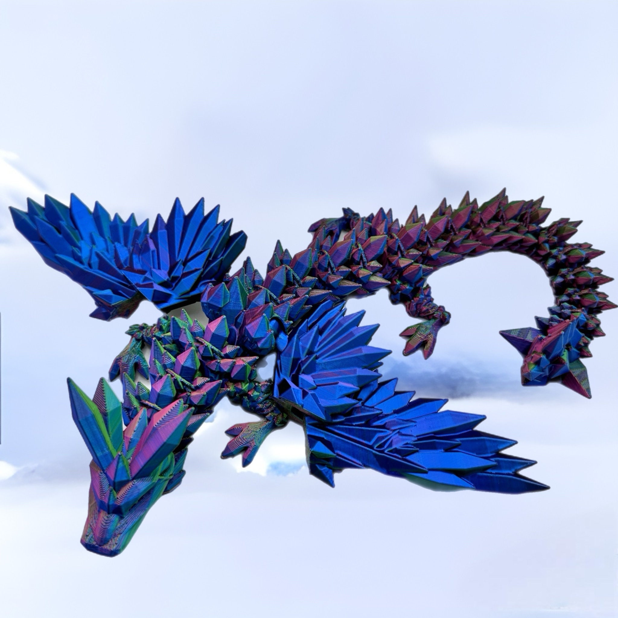 3D Printed Articulated Crystal Winged Dragon - Etsy