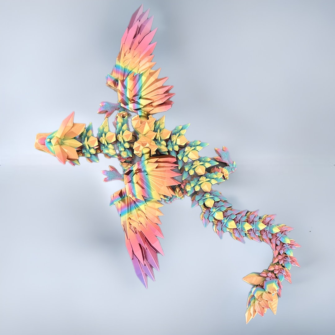 3D Printed Articulated Crystal Winged Dragon - Etsy