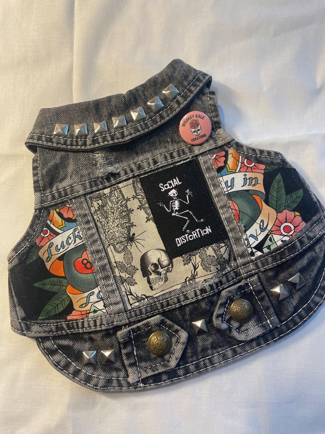 Small Dog Battle Vest W/social Distortion Patch - Etsy