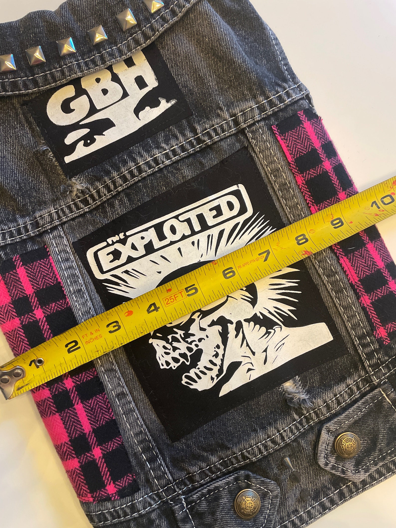 XL Punk Rock Dog Vest: the Exploited & GBH Patches, Pink Plaid - Etsy