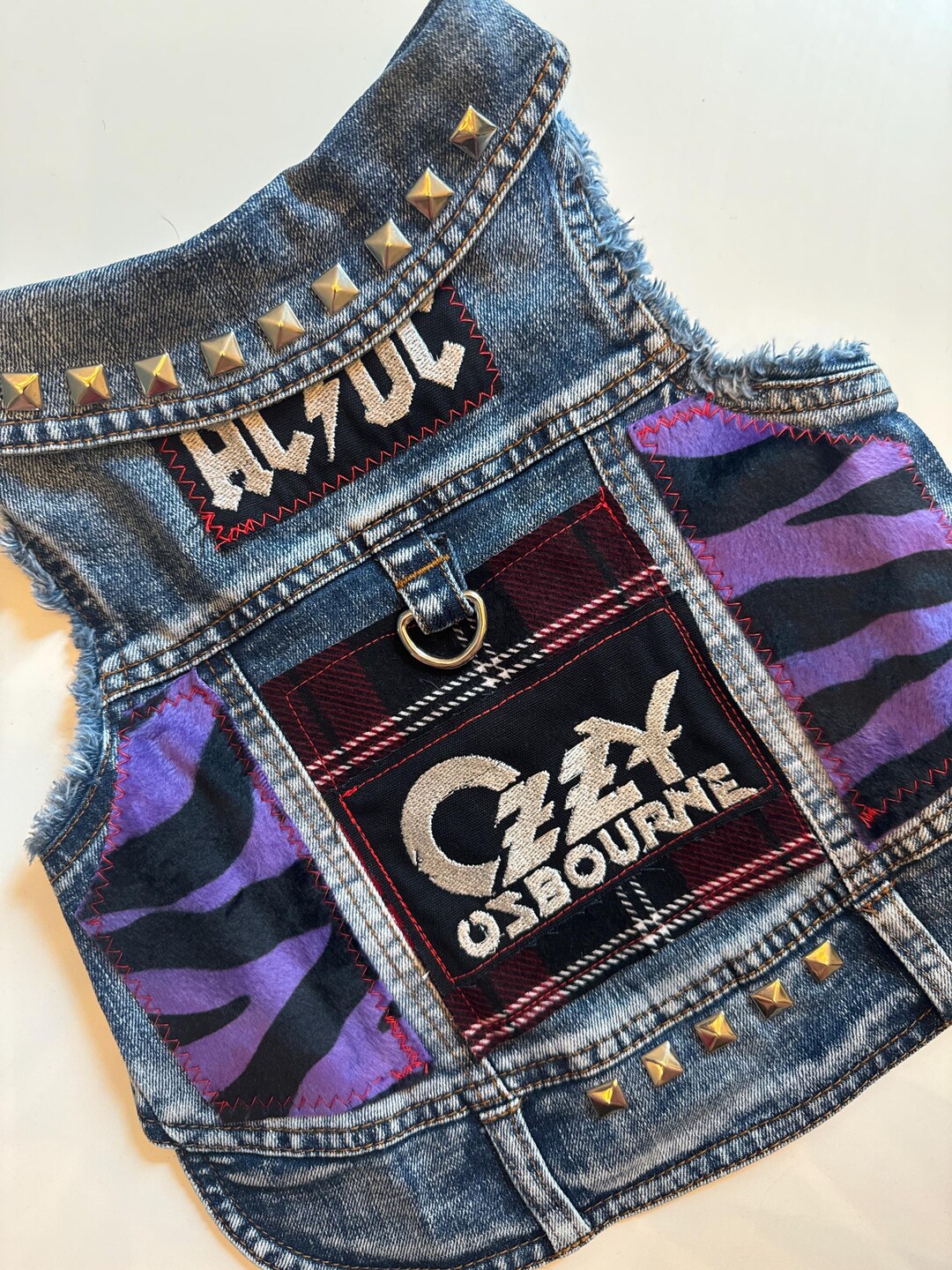 Large Punk Rock Dog Jacket/battle Vest Featuring Ozzy Osbourne and AC ...