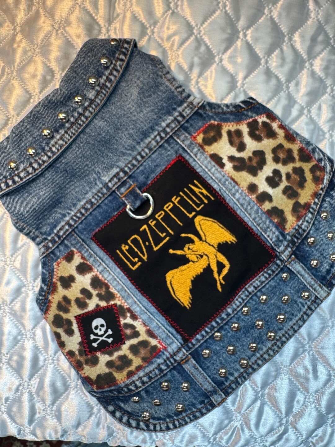 Punk Rock Dog Battle Vest: Embroidered Patches, Leopard Panels, Studded ...