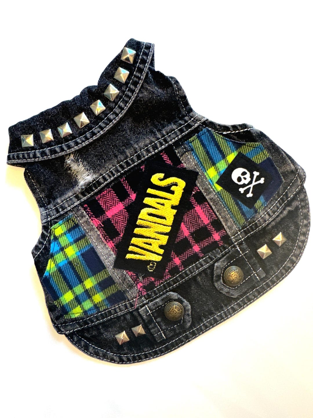 Small Dog Battle Vest W/ Embroidered Vandals Patch, Soft Flannel and ...