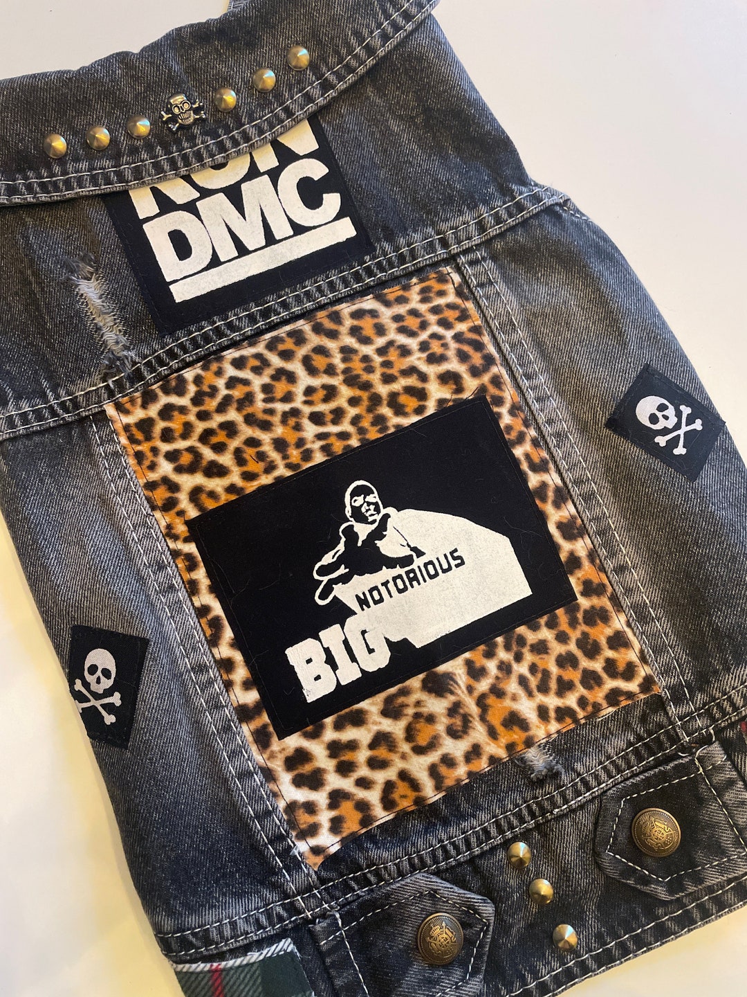 XXL Punk Rock Dog Battle Vest: Run DMC, Notorious BIG, Leopard Print - Etsy