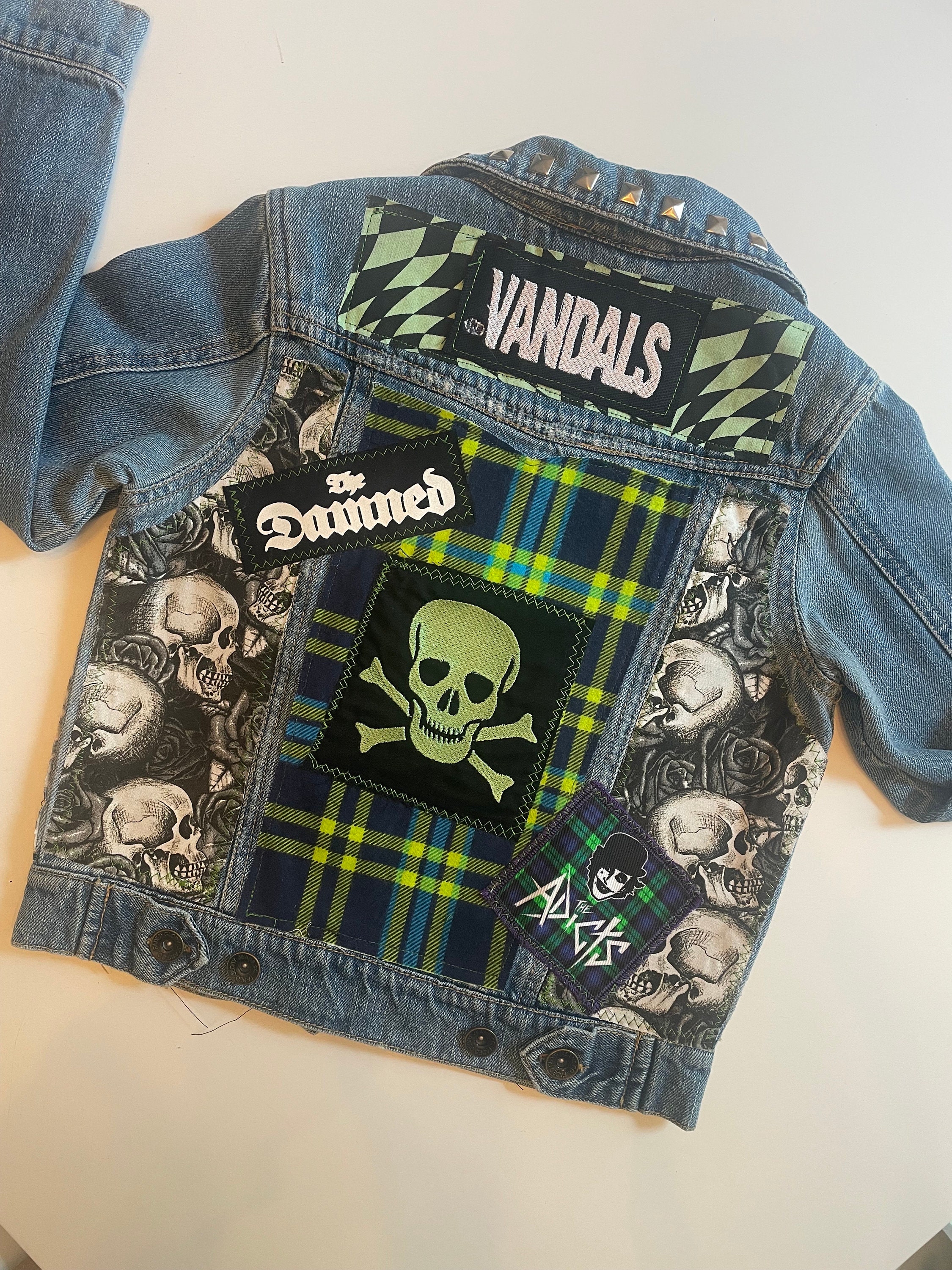 Size 8 Childs Punk Rock Denim Jacket Featuring the Vandals Size 8 Childs Punk Rock Denim Jacket Featuring the Vandals
