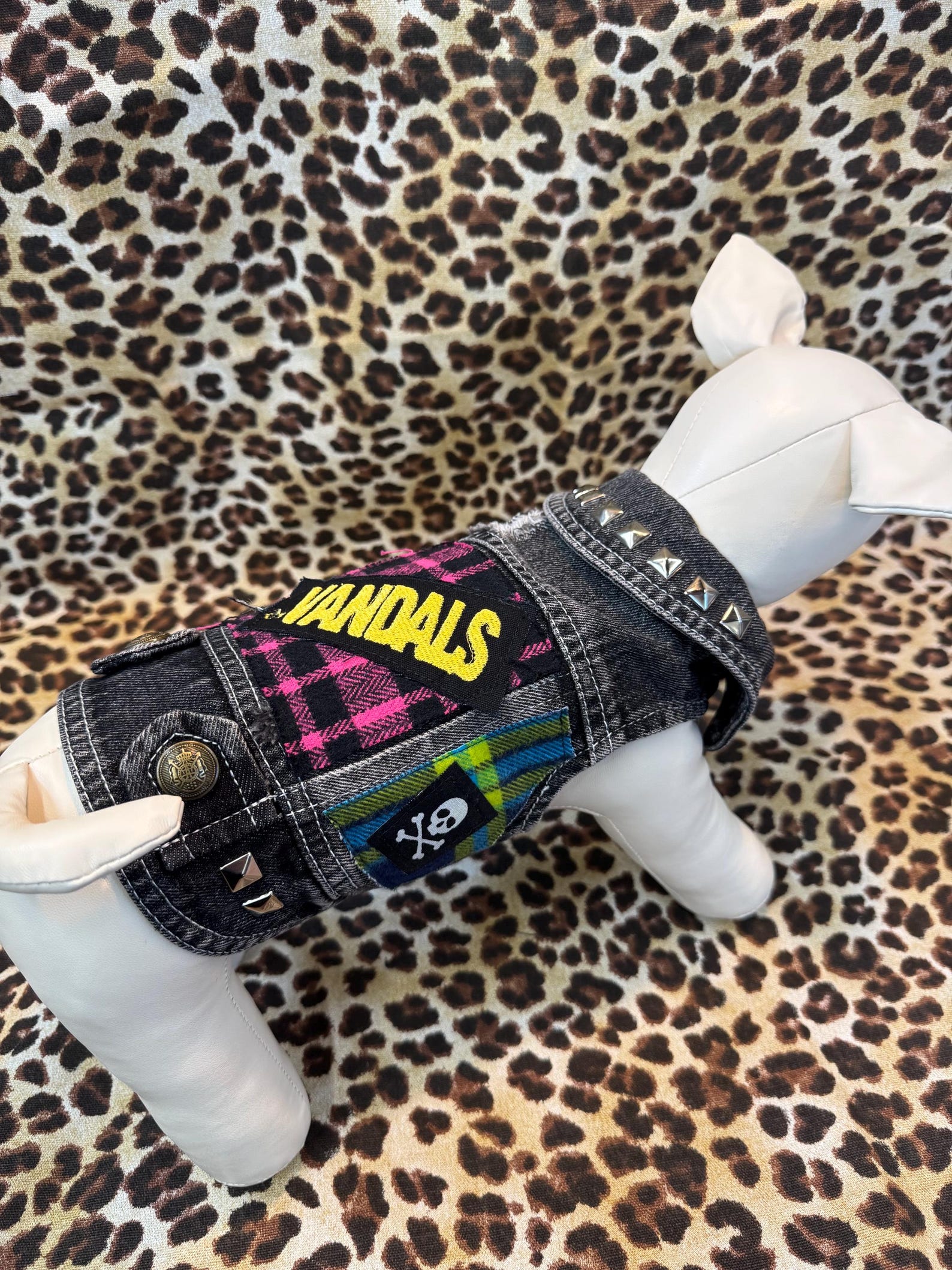 Small Dog Battle Vest W/ Embroidered Vandals Patch, Soft Flannel and ...