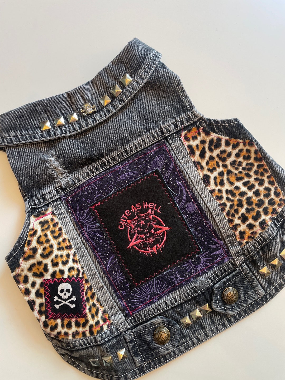 Large Punk Rock Dog Jacket/battle Vest Featuring Cute as Hell Baphomet ...