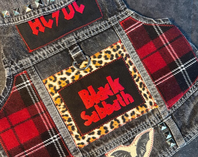 Large Punk Rock Dog Jacket/battle Vest Featuring Black Sabbath and AC ...